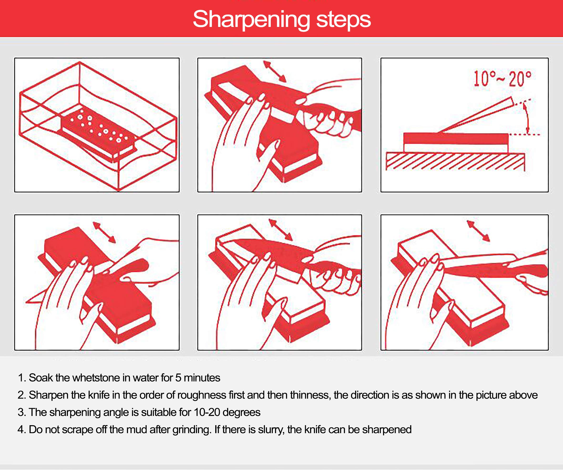DIBALA Double-sided Sharpening Stone Set,1000/6000 And 3000/8000 Grit Set,2-IN-1 Whetstone Knife Sharpening Kit with Silicone Pad,Safe Knife Sharpener Set