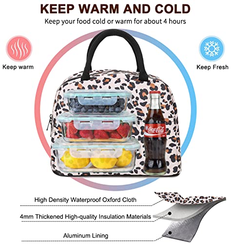 Ylebs Lunch Bag for Women Insulated Lunch Box Reusable Cooler Tote Bag for Work,Water-resistant Thermal(Leopard)