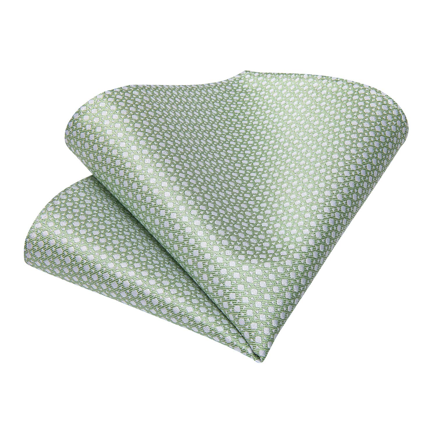 DiBanGu Mens Tie Set Silk Solid Paisley Necktie and Pocket Square Cufflinks Classic Formal Ties for Men Wedding Party, Sage Green