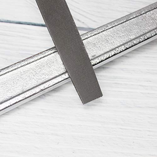 KALIM Flat Medium Cut File, Double Cut Teeth, 6'' Length, Made of High Carbon Steel, Hand File Without Handle Suitable for Wood, Metal, Sharpening, etc.