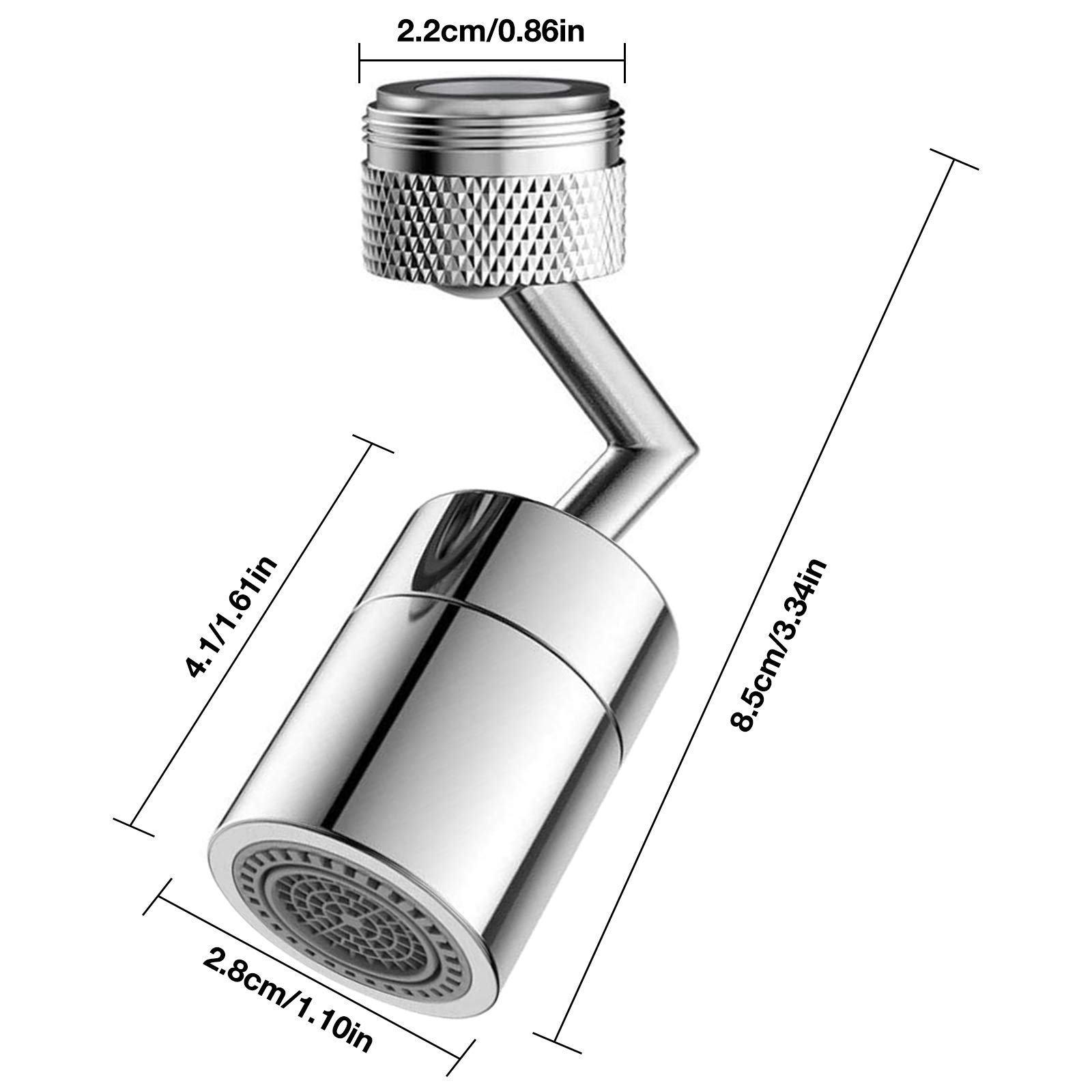 Ecledo Faucet Water Filters Nozzle 720°rotatable Water Universal Splash Filter Faucet Anti-Splash, Oxygen-Enriched Foam, Four-Layer Mesh Filter, Leak-Proof with Double O-Ring