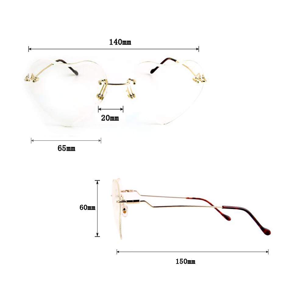 Dollger Clear Heart Sunglasses for women Rimless Heart Shaped Glasses Clear Love Frame Fun for Taylor Valentines Bachelorette Party