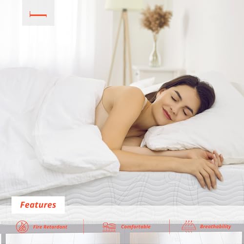 PrimaSleep Queen Mattress, 10 Inch Support Cloud Hybrid Mattress, Gel Infused Memory Foam, Pocket Spring for Support and Pressure Relief, CertiPUR-US Certified, Bed-in-a-Box, Soft, Queen Size