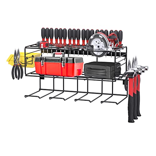 Power Tool Organizer, Metal Wall-Mounted Drill Holder, Storage Rack for Cordless Drill, Tool Organizers and Storage, Heavy Duty & Removable Design