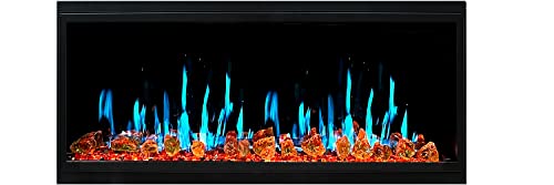 Litedeer Homes Latitude 45" Smart Electric Fireplace with App, Crackling Fire Sounds, Reflective Amber Glass, Black - ZEF45XA