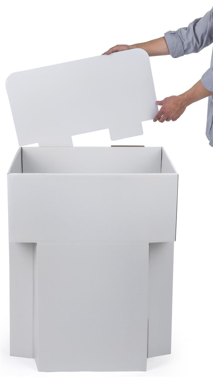 Displays2go, Set of 6 Cardboard Display Bins, Floor Standing Design โ White Finish (WCDUMLRGWT)