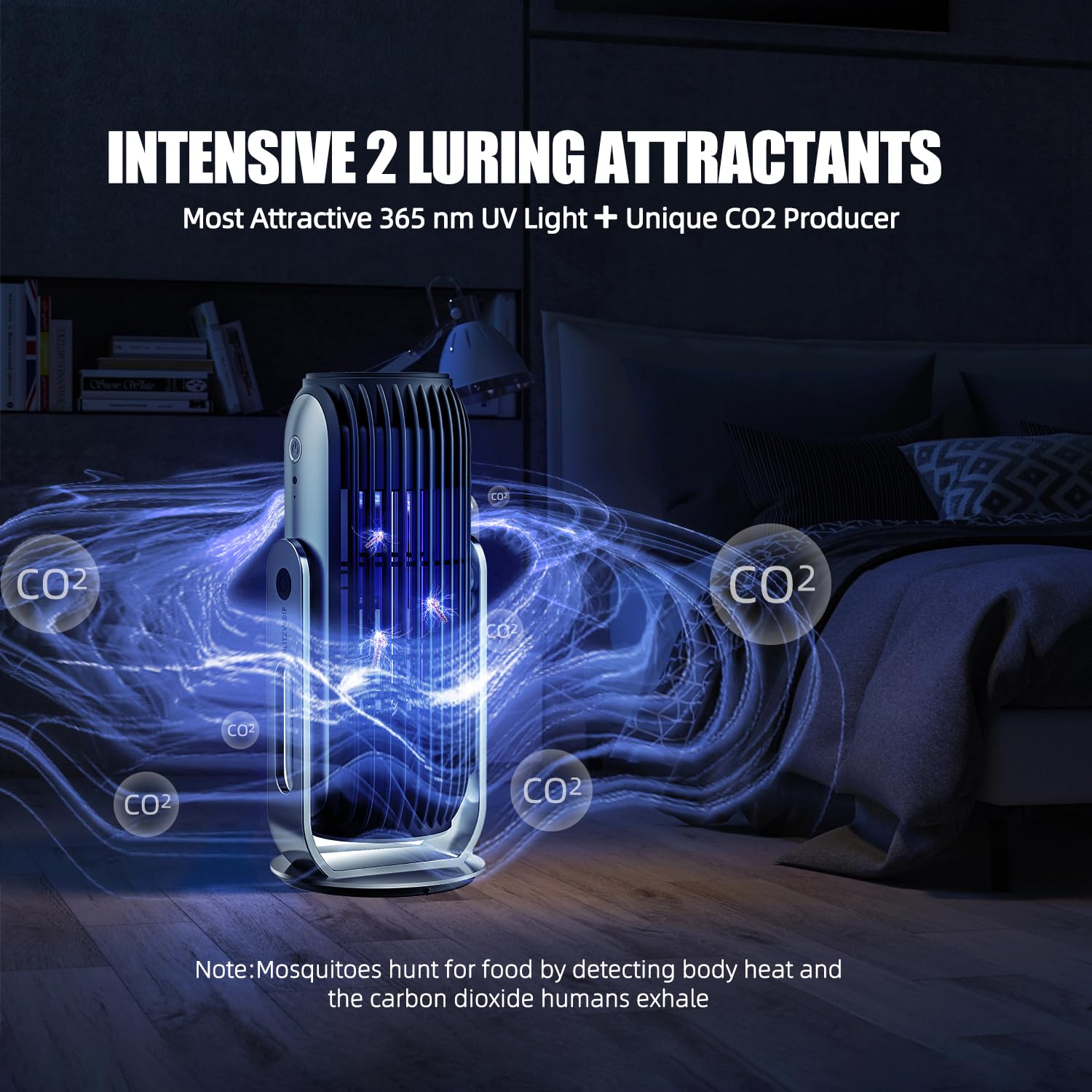 Modern Bug Zapper/Mosquito Trap for Indoor Patio,Dual Functional Electric Mosquito Killer,2000V,Silent Fan,365nm UV Light,Light Sensor,Auto On/Off,Kill Moths/Gnats/Flies,for Luxury Home Villa Yard