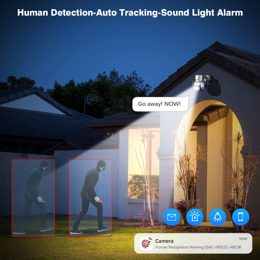 Ctronics 4MP Dual Lens Security Camera Outdoor WiFi 4 Pack, 2.4/5GHz WiFi Camera with 6X Hybrid Zoom, 360° PTZ Surveillance IP Camera, Human Detection with Auto Tracking, Color Night Vision, IP66 690c