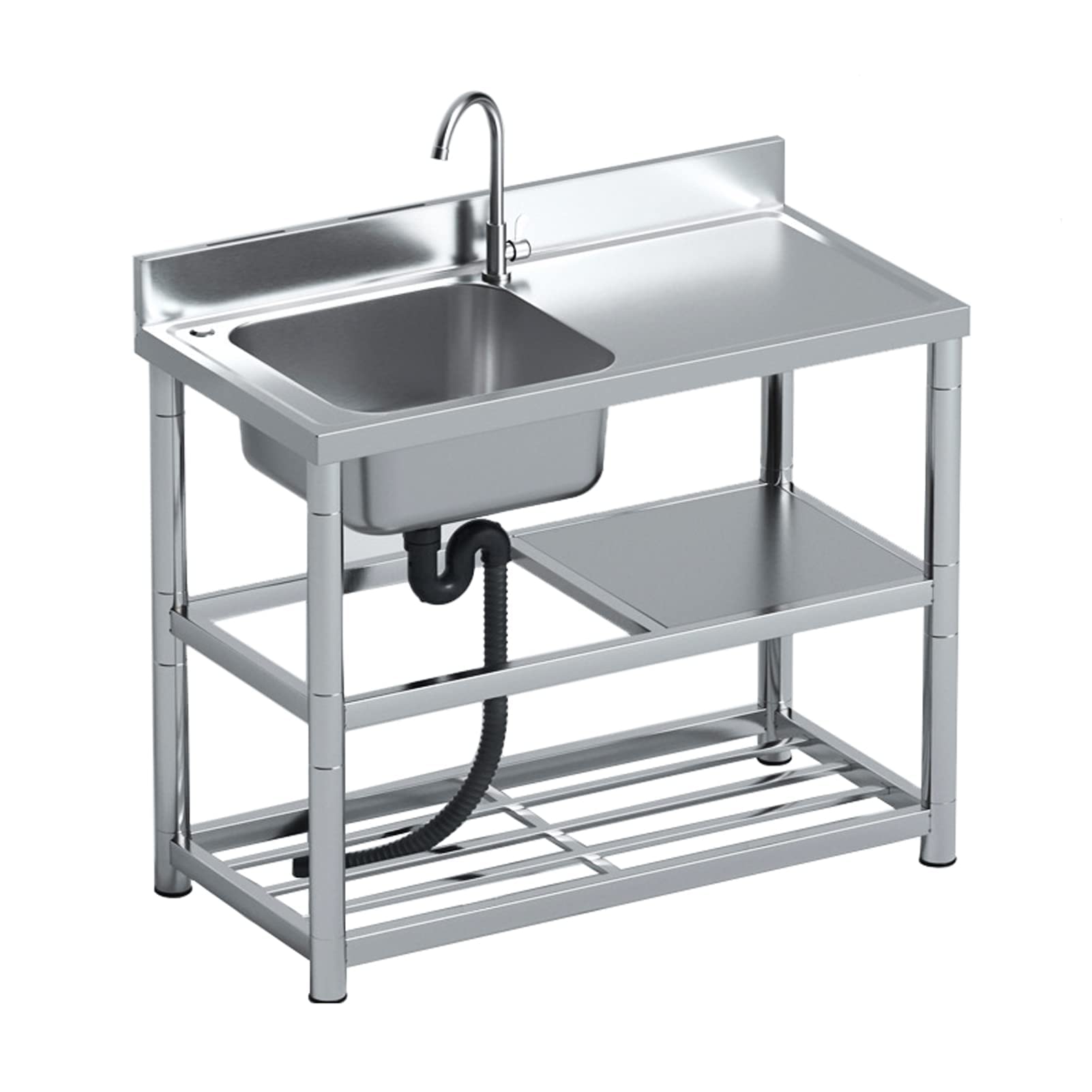 HzaiDanXin, Single Bowl Kitchen Sinks，Outdoor Sink，Outdoor Kitchen Sink，Small Rv Sink，Bar Sink Drop In，Bar Sink With Cutting Board，Laundry Tub，Free Standing Stainless-Steel Single Bowl, 31in