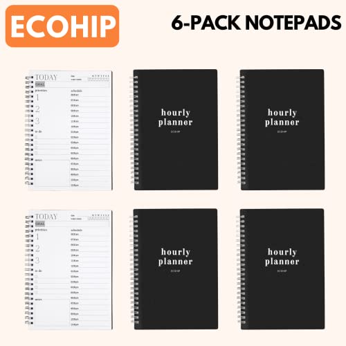 ECOHIP 6 Pack A5 Agenda Daily Planner Day Undated Hourly Planner 100 Pages Spiral Notebook Productivity Business Goal Schedule