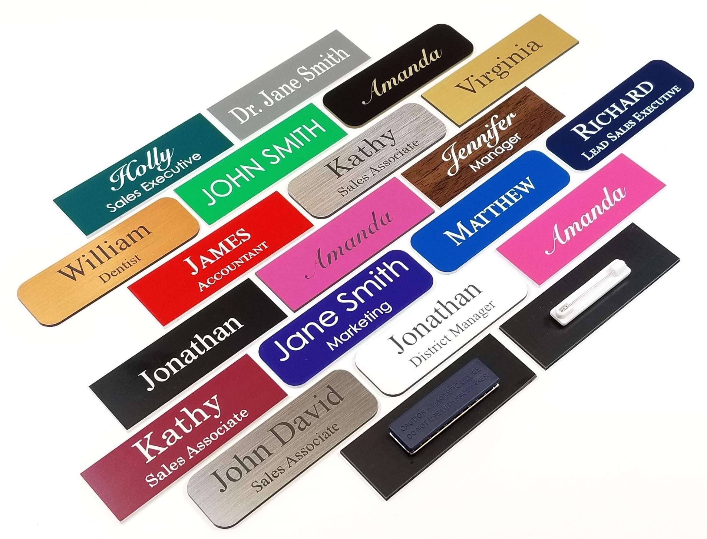 CUSTOMIZED4U Custom Engraved Name Tag Badges - Personalized Identification with Pin or Magnetic Backing, 1 Inch x 3 Inches