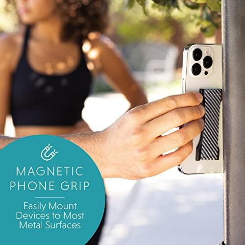 LoveHandle PRO Premium Phone Grip - Silicone Phone Strap - Magnetic Phone Mount and Kickstand for Smartphone and Tablet - Hot Pink Silicone on White Base
