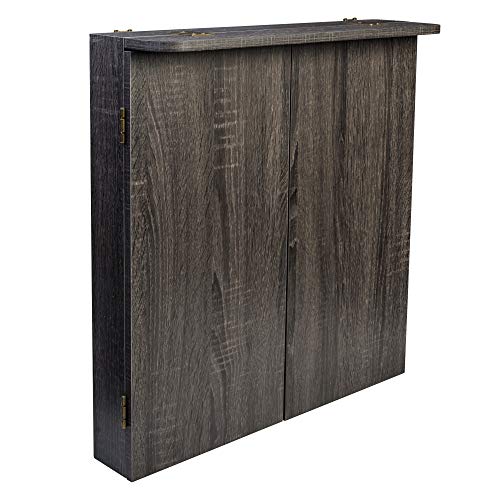 DMI Sports Paris Bristle Dartboard Cabinet Sets - Includes LED Lighting or Electronic Scoring Option, Rustic Grey (D4400W)