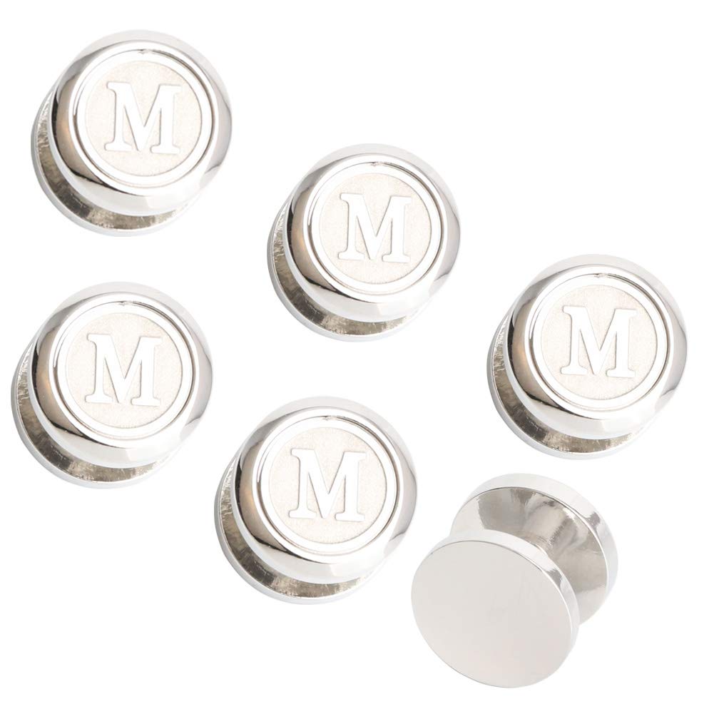 Dannyshi Mens Cufflinks and Studs Tuxedo Shirts Business Wedding Initials Alphabet A-Z Gift Set (M)