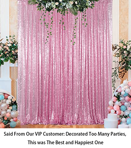 Pink Gold Sequin Curtains Sequin Backdrop 4x8 Feet Sheer Curtans Panels Wedding Photo Backdrop Sequin Backdrop Curtains for Parties (4FTx8FT, Fuchsia Pink)