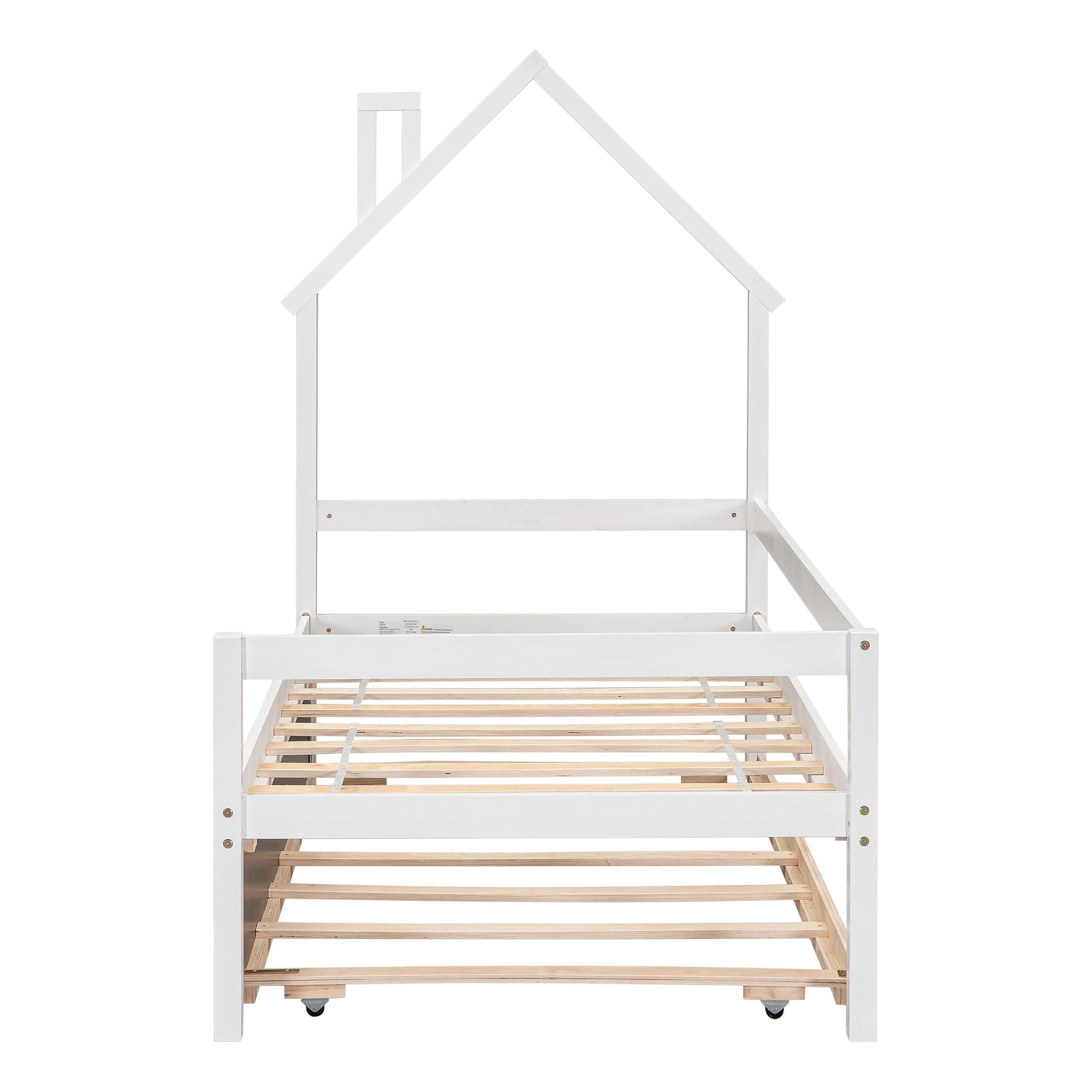 Harper & Bright Designs Twin House Bed for Kids with House-Shaped Headboard, Wood Twin Size Platform Bed with Trundle,Cute Twin Daybed Frame for Boys Girls, White