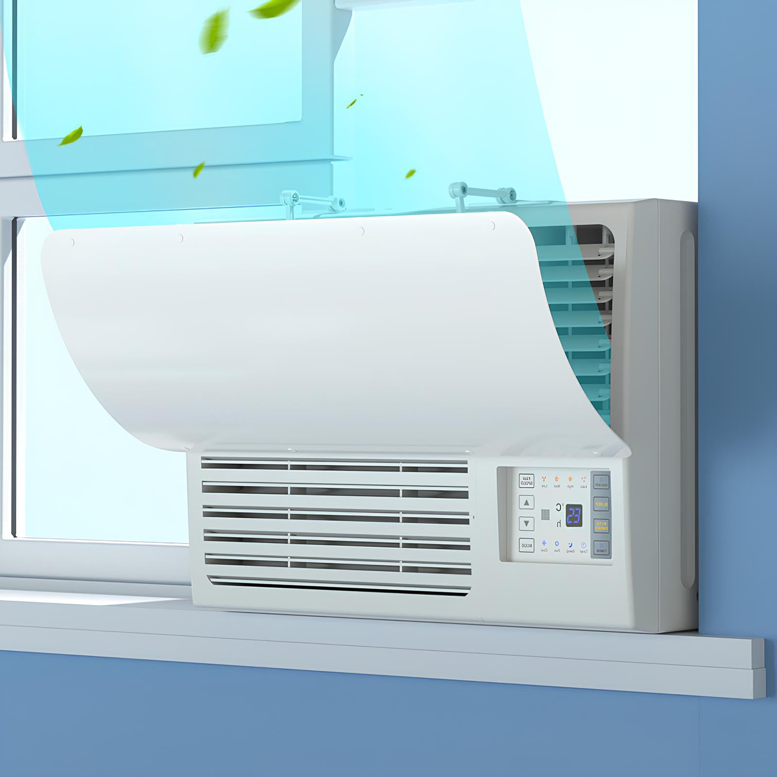 Generic Window Air Conditioner Deflector, Versatile Air Conditioner Deflector, Adjustable Window Ac Windshield with 3m Adhesive, Freely Cut, 20.8 * 10.6 Inch White