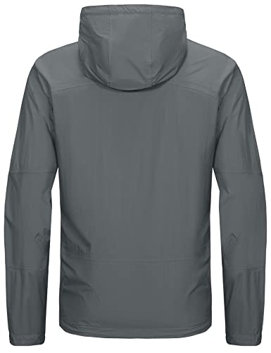 Little Donkey Andy Men's Waterproof Rain Jacket Windproof Light Jacket, Breathable Outdoor Rain Shell with Hood for Hiking Travel Golf Grey M