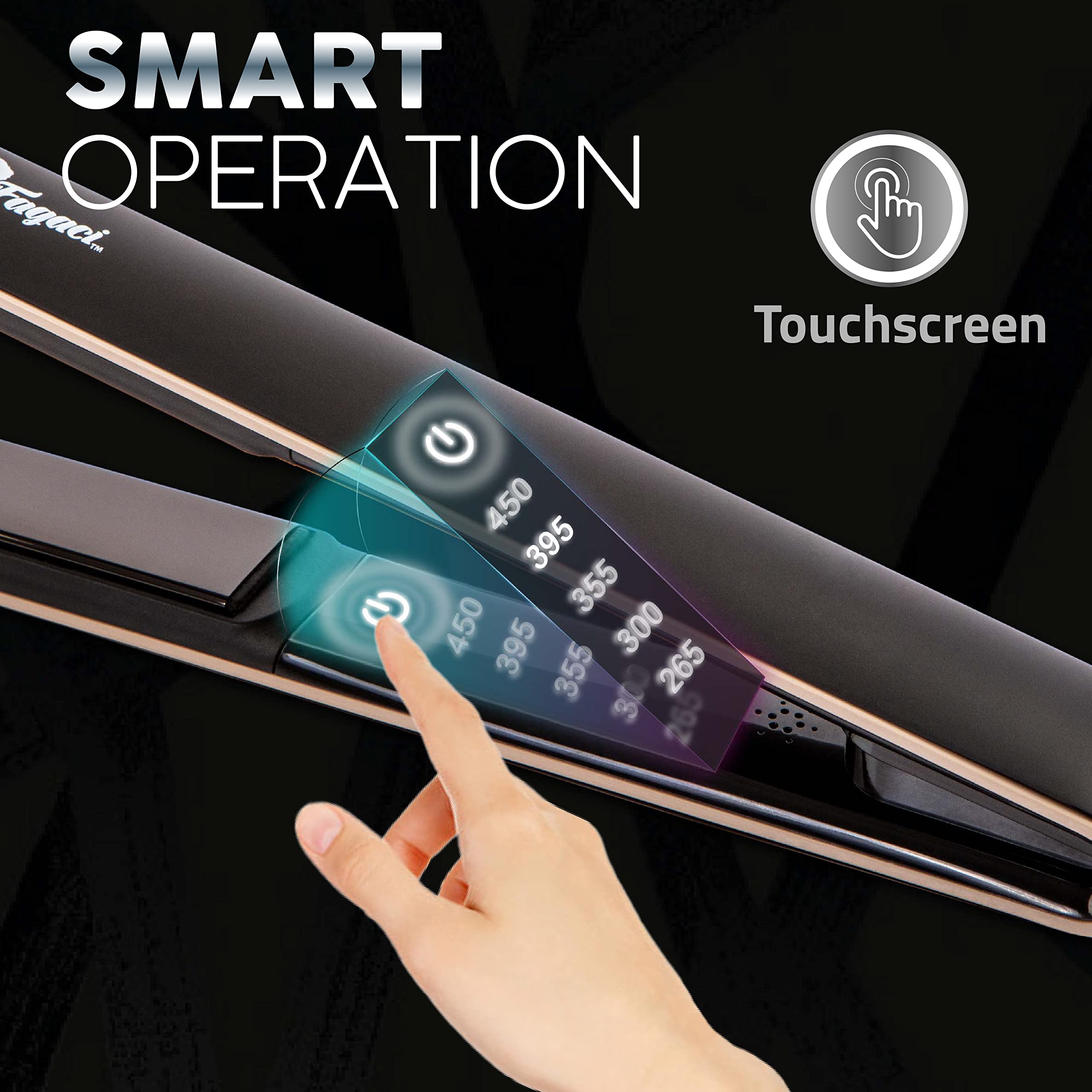 Fagaci Titanium Flat Iron with MCH Super Fast Heating, Touchscreen Operation, Professional Flat Iron Hair Straightener for Thick Hair | Titanium Hair Straightener, Plancha de Cabello Professional