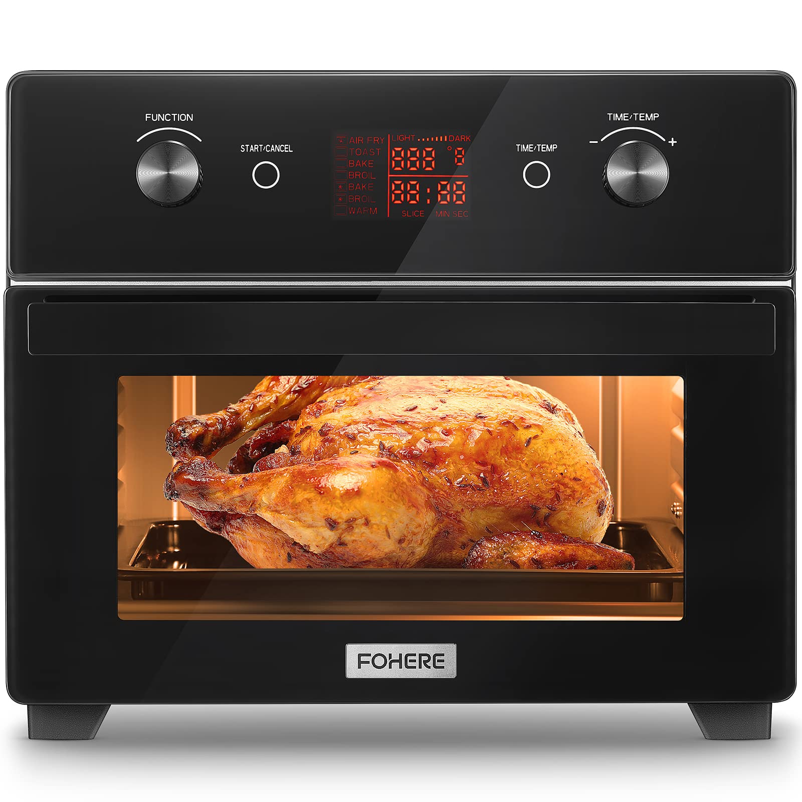 FOHERE Air Fryer Toaster Oven Combo, 20QT Smart Convection Ovens Countertop, 7 Cooking Functions for Roast, Bake, Broil, Air Fry, Free Accessories Included, 1800W