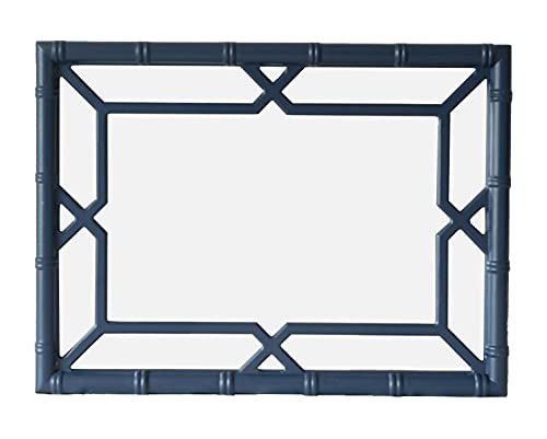 SORBARIA Bamboo-Look Solid Wood Window Pane Mirror 23" X 31" - Blue