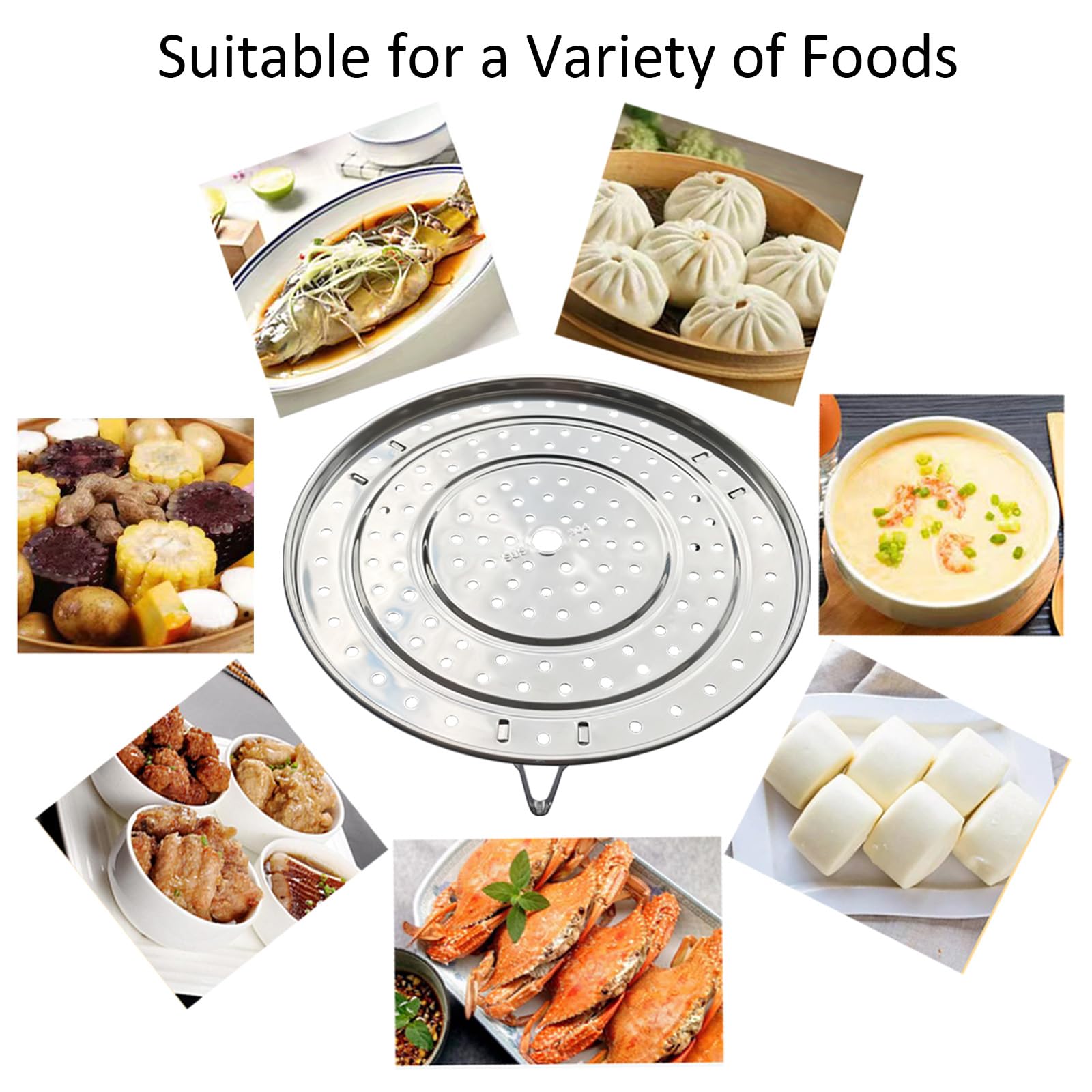 Steamer Rack, 11.81" / 30cm 304 Stainless Steel Removable Legs Multifunction Steaming Stand Holder Rack for Steamer Pot Pans