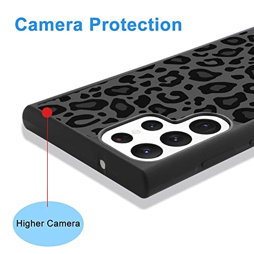 KANGHAR Case Compatible with Galaxy S23 Ultra 5G,Black Leopard Design,Tire Texture Non-Slip +Shockproof Rugged TPU Protective Case for Samsung Galaxy S23 Ultra 5G Leopard Pattern