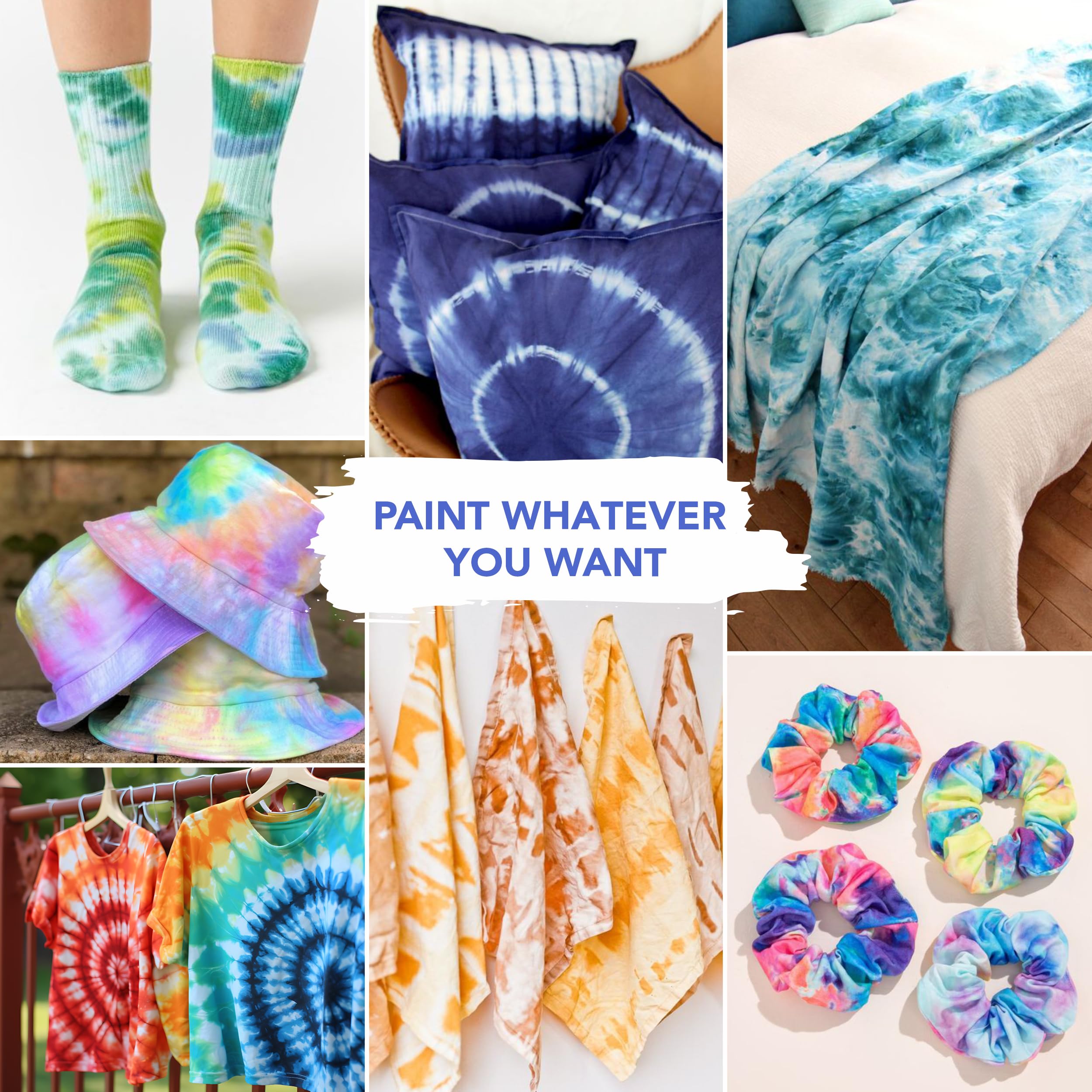 DOODLE HOG Blue Colors Tie Dye Kit in Beach Bum Blue Tie Dye β Custom Clothing Dye with 6 Refills for Summer Activities for Kids - Tie Dye Supplies with Aqua Tie Dye Techniques Guide DIY