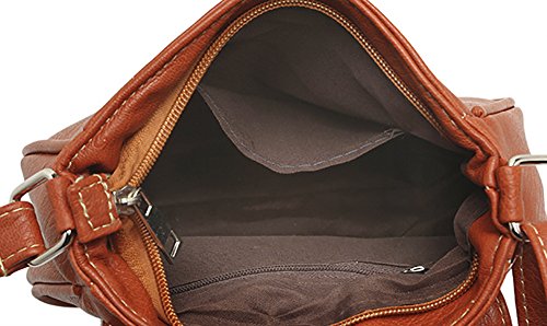 Women's PU Hollow Shoulder Bag Crossbody Bag Front Belt Messenger Bag Red