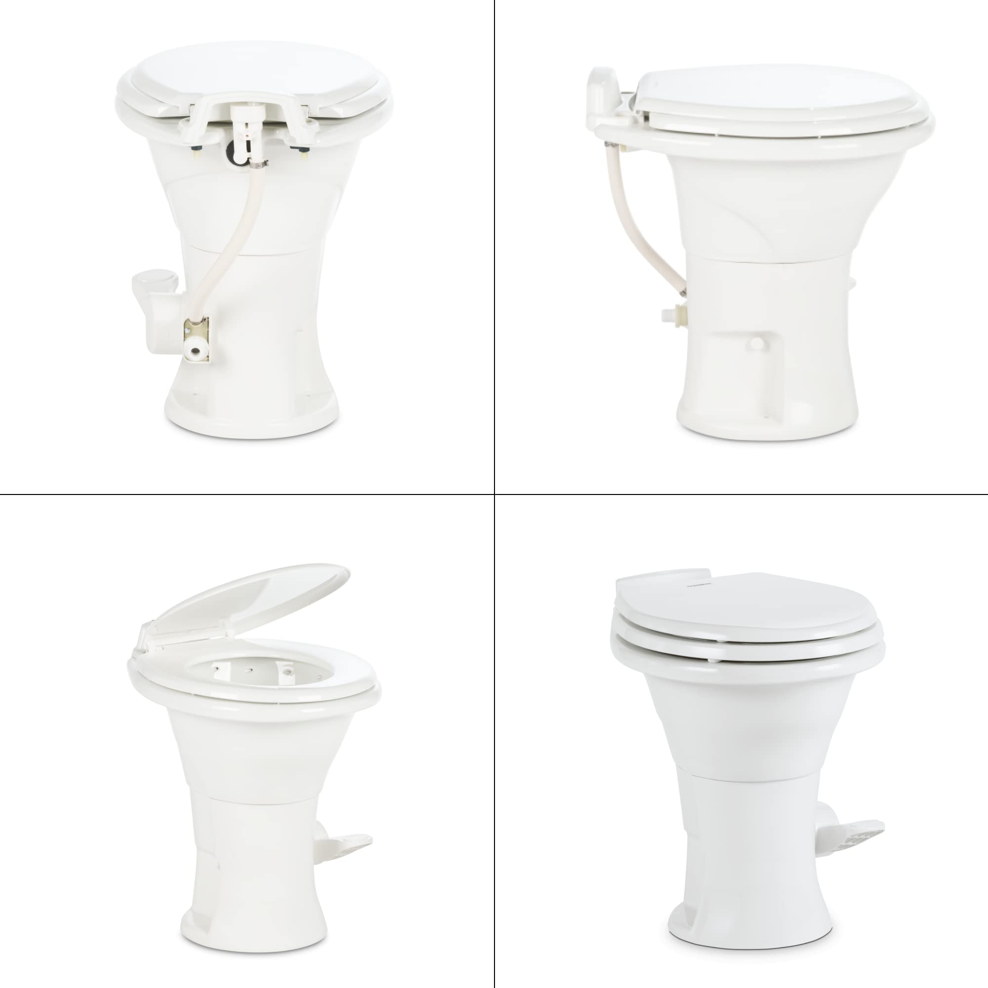 Dometic 302310033 310 Series Standard Height Toilet 19.75" Height, Slow Close Wood Seat, Bone