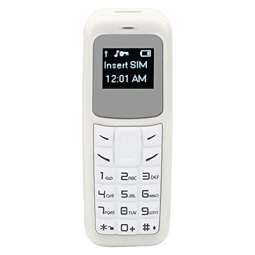 DAUZ Mini Mobile Cell Phone, Compact ABS Lightweight Mini Cell Phone for Travel (White)