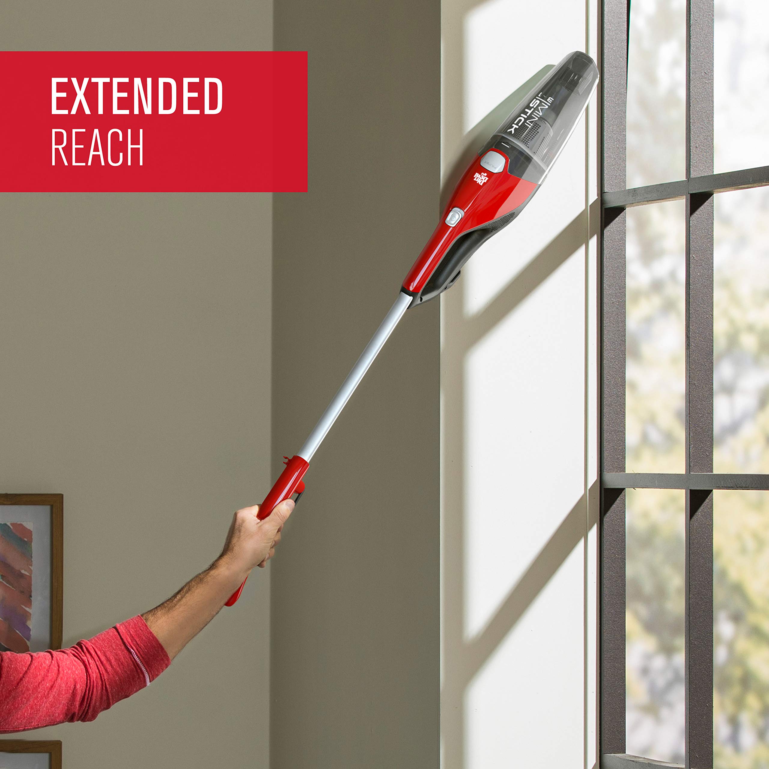 Dirt Devil 3-in-1 Mini Stick Bagless Vacuum Cleaner with Removable Hand Held Vac, Lightweight, SD22015PC, Red