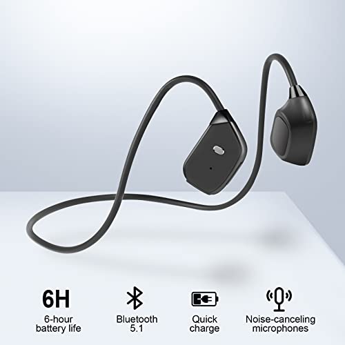 Genofo Open-Ear Bluetooth Bone Conduction Sport Headphones - Sweat Resistant Wireless Earphones for Workouts and Running - Built-in Mic (Black)