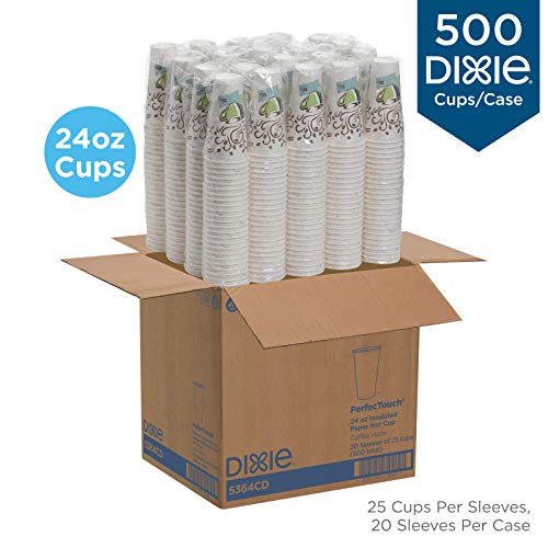 Dixie PerfecTouch 24 oz. Insulated Paper Hot Coffee Cup by GP PRO (Georgia-Pacific), Coffee Haze, 5364CD, 500 Count (25 Cups Per Sleeve, 20 Sleeves Per Case)