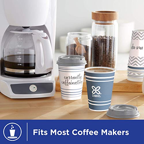 Dixie To Go Hot Beverage Cups & Lids, 12 Oz, 156 count, Assorted Designs, 6 Packs of 26 Count, Disposable Paper Coffee Cups & Lids
