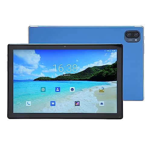 DAUZ Tablet PC, 2 in 1 8 Core CPU Blue 10.1 Inch Tablet Front 8MP Rear 16MP Night Reading Mode Fast Charging for Entertainment (US Plug)