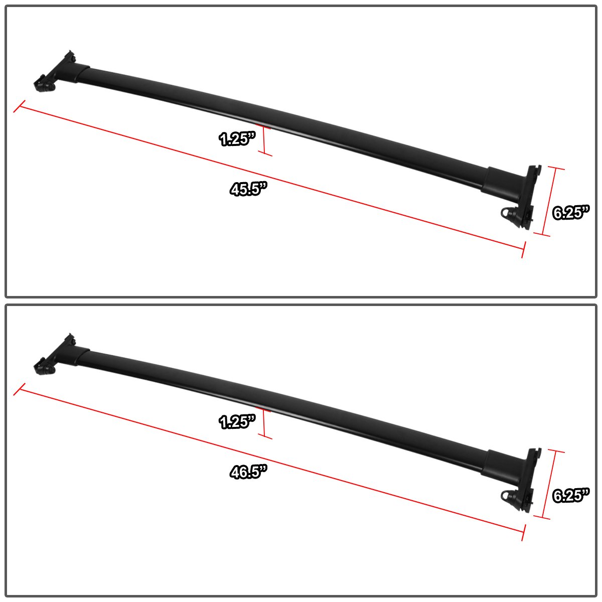 DNA Motoring RR-FEX11 OEM Style Aluminum Roof Rack Cross Bars Compatible with 11-15 Ford Explorer, 150lbs Max Load , Black