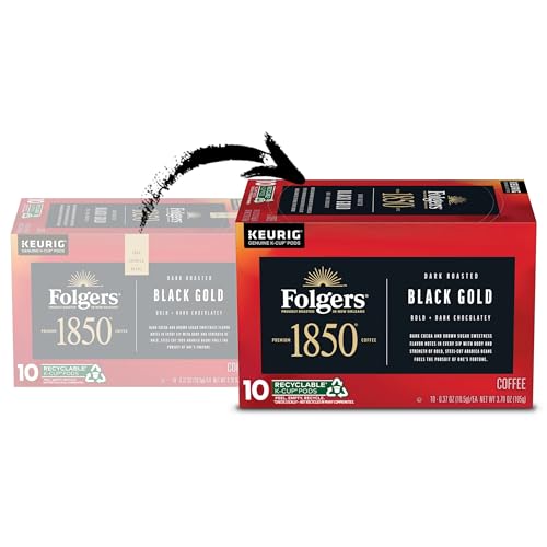 Folgers 1850 Black Gold Dark Roast Coffee, 60 Keurig K-Cup Pods