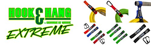 SECURE IT QUICK - Hook & Hang Strap Storage & Organizer - Hang Hoses, Cords, Tools, Drills, Ladders & More. Another Incredible Organizer! (2 PK - W/Hooks, Black)