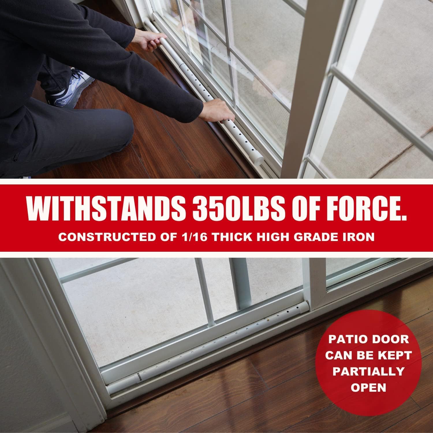 Door Security Bar, SecurityMan Heavy Duty 2-in-1 Door Stoppers Security Bar and Sliding Door Lock Bar (2 Pack) - Perfect Adjustable Door Jammer Door Stopper for Home, Hotel, and Apartment Security