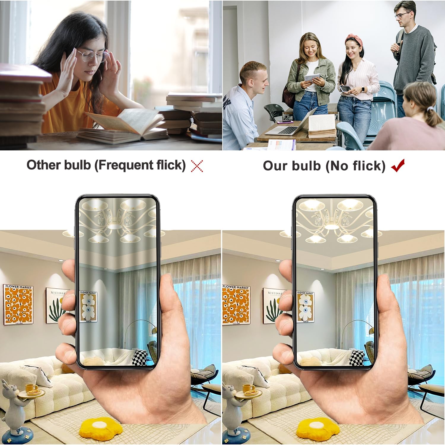 CRLight 8W Dimmable Large LED Candelabra Bulb 80W Equivalent 800LM, 3000K Soft White E12 Lengthened & Enlarged B17 Clear Candle E12 LED Chandelier Light, Smooth Dimming Version, 4 Pack