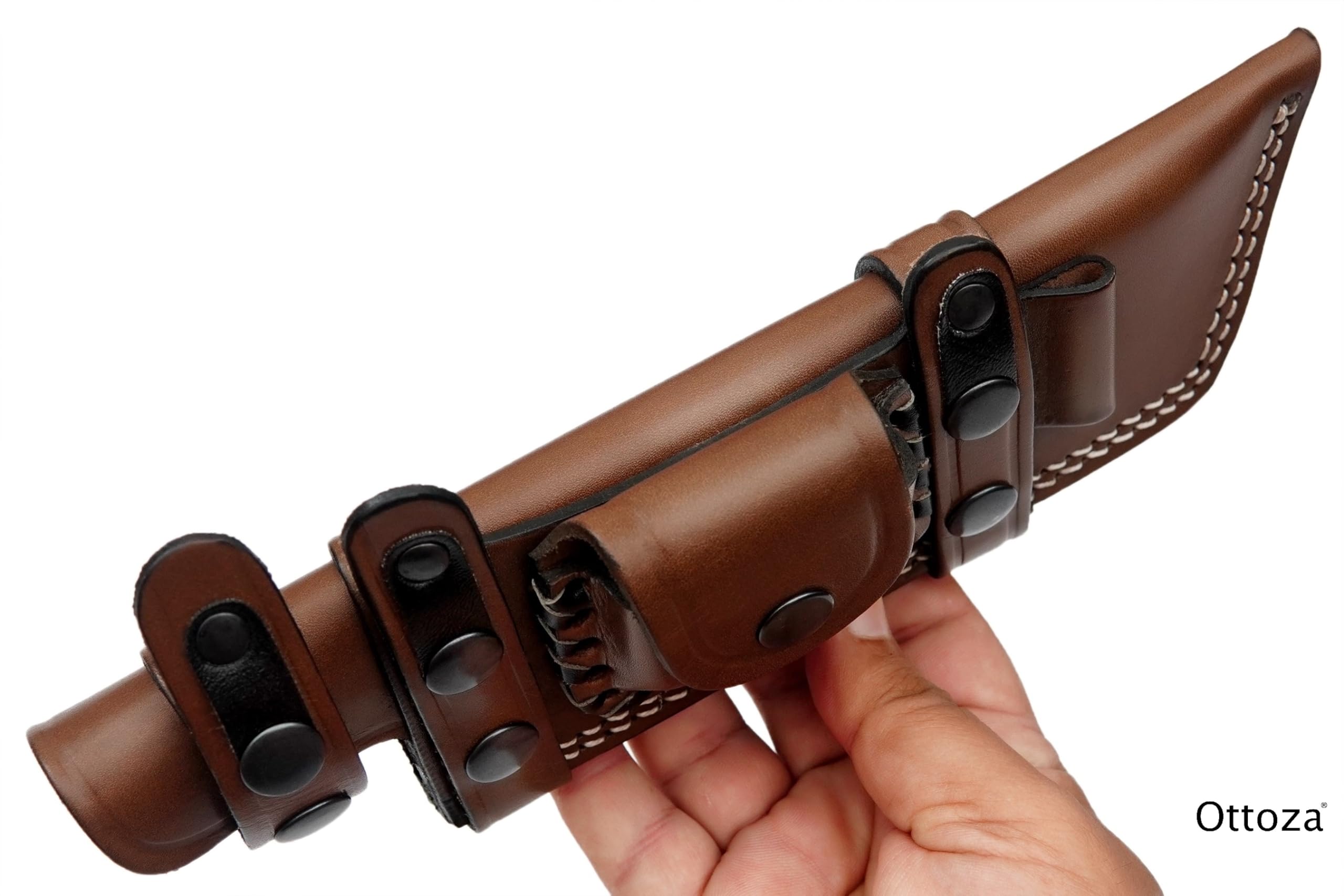Ottoza TOP GRAIN Leather Knife Sheaths for Fixed Blade Knives, LEFT HAND Leather Knife Sheath for Belt, Leather Knife Holster Belt Knife Holder, Horizontal Knife Sheath for Belt No:65
