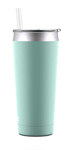 Ello Beacon Vacuum Insulated Stainless Steel Tumbler with Slider Lid and Optional Straw, 24 oz, Yucca