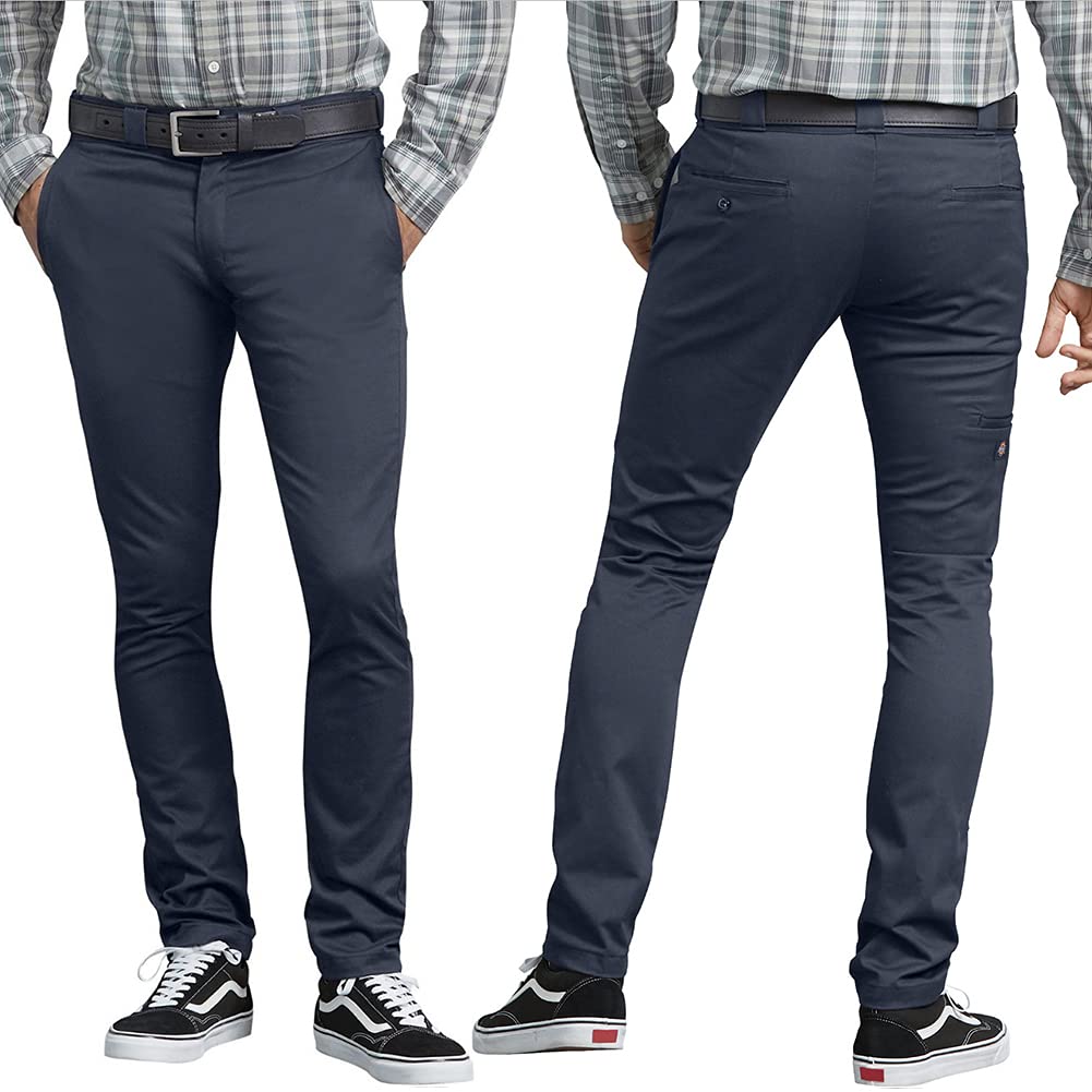 Dickies mens Skinny Straight-fit work utility pants, Dark Navy, 32W x 32L US