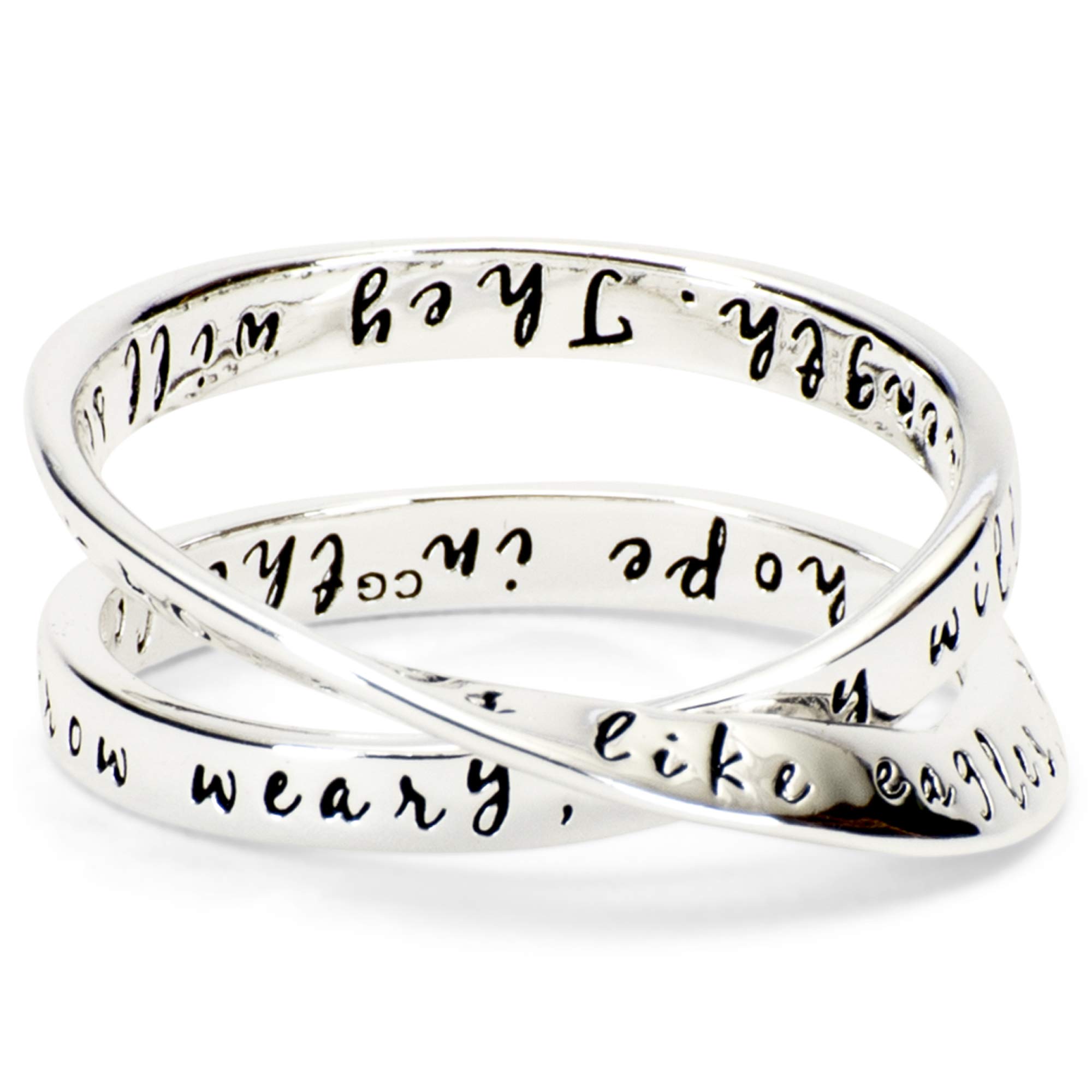 Dicksons Isaiah 40:31 Inspirational Women's Double Mobius Silver-Plated Fashion Ring, Size 8