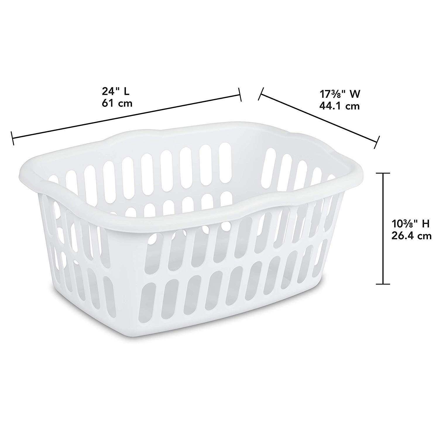 Sterilite Rectangular Laundry Basket, White