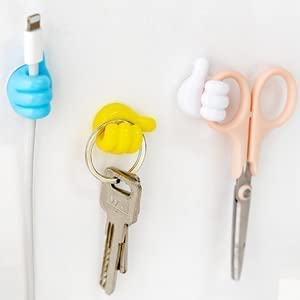 Miyabitors 16PCS Silicone Thumb Wall Hook,Adhesive Thumb Wall Decor Hook Multifunctional Clip Holder,Thumb Hook Up for Cable rganizer Holder Clips,Creative Key Holder , Toothbtush Holder Storage(A)
