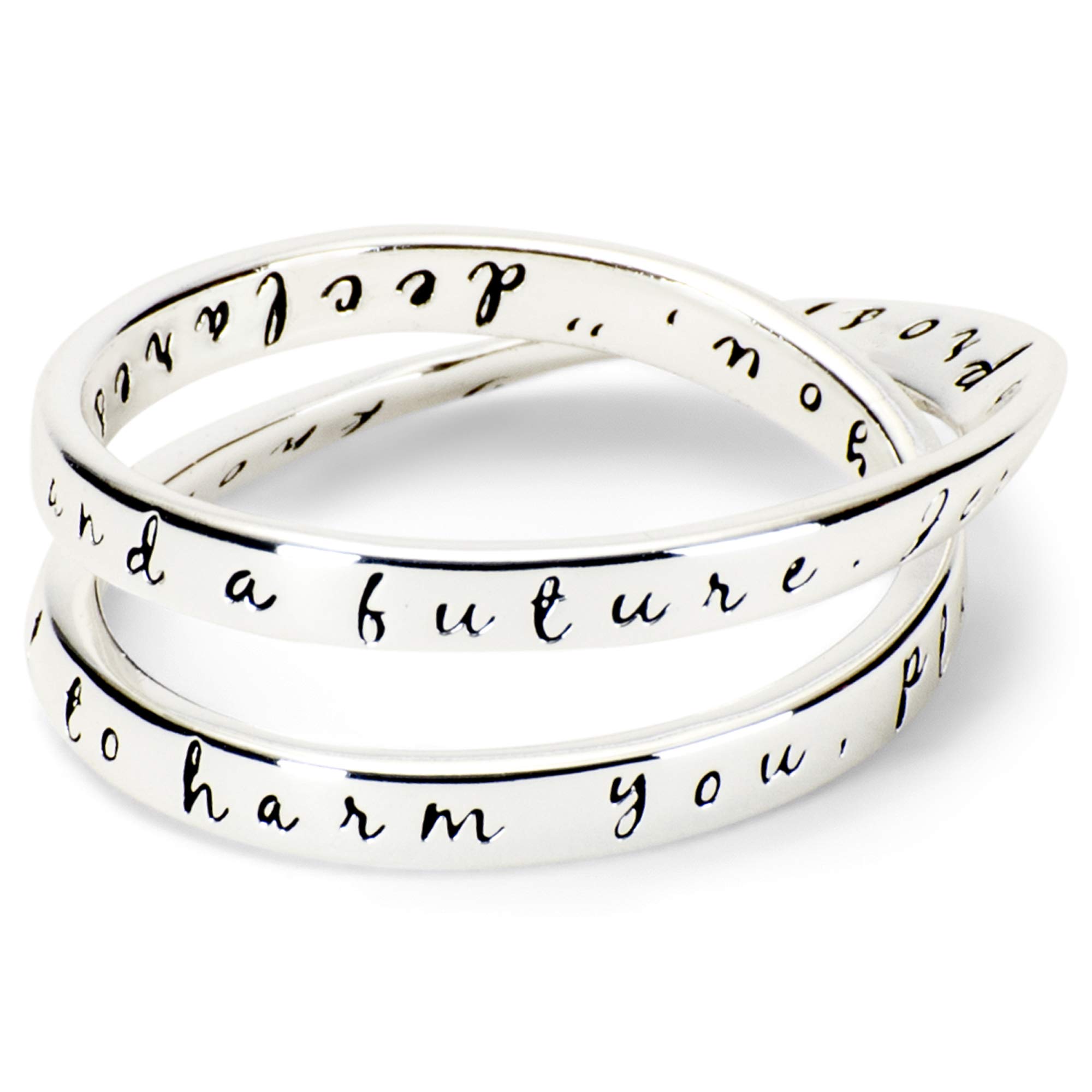 Dicksons Jeremiah 29:11 Inspirational Women's Double Mobius Silver-Plated Fashion Ring, Size 8