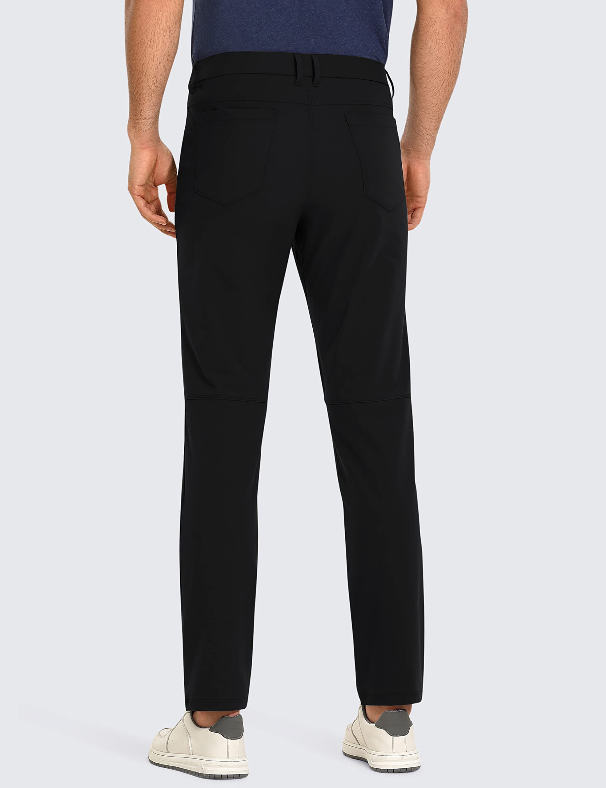 CRZ YOGA Men's All Day Comfy Golf Pants with 5-pocket - 34'' Quick Dry Lightweight Casual Work Stretch Pants Black 38W x 34L