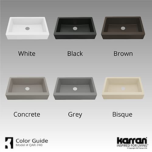 Karran QAR-740 Retrofit Farmhouse/Apron-Front Quartz Composite 34 in. Single Bowl Kitchen Sink Kit in Concrete